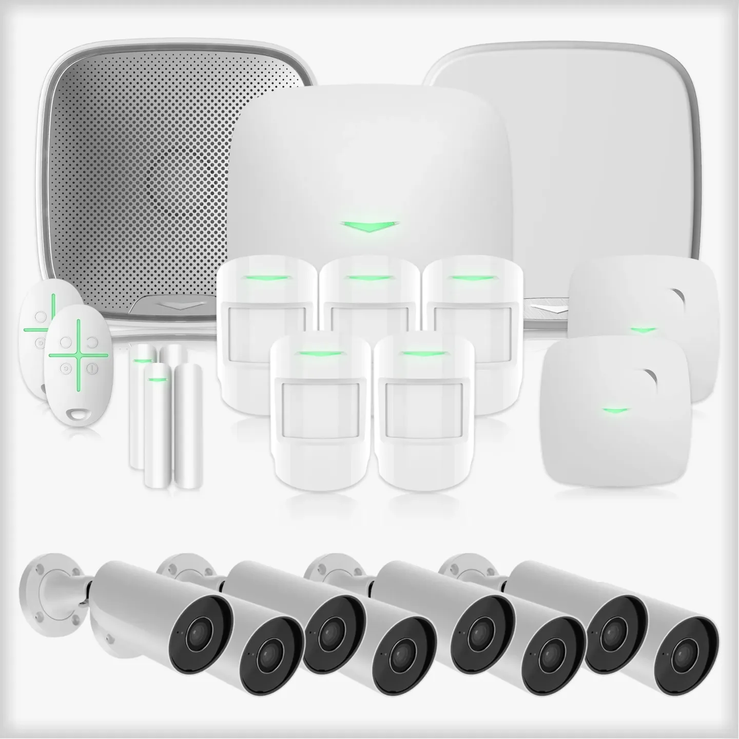 Kit alarme + vidéosurveillance 8 caméras tube 8MP blanc - Platinium